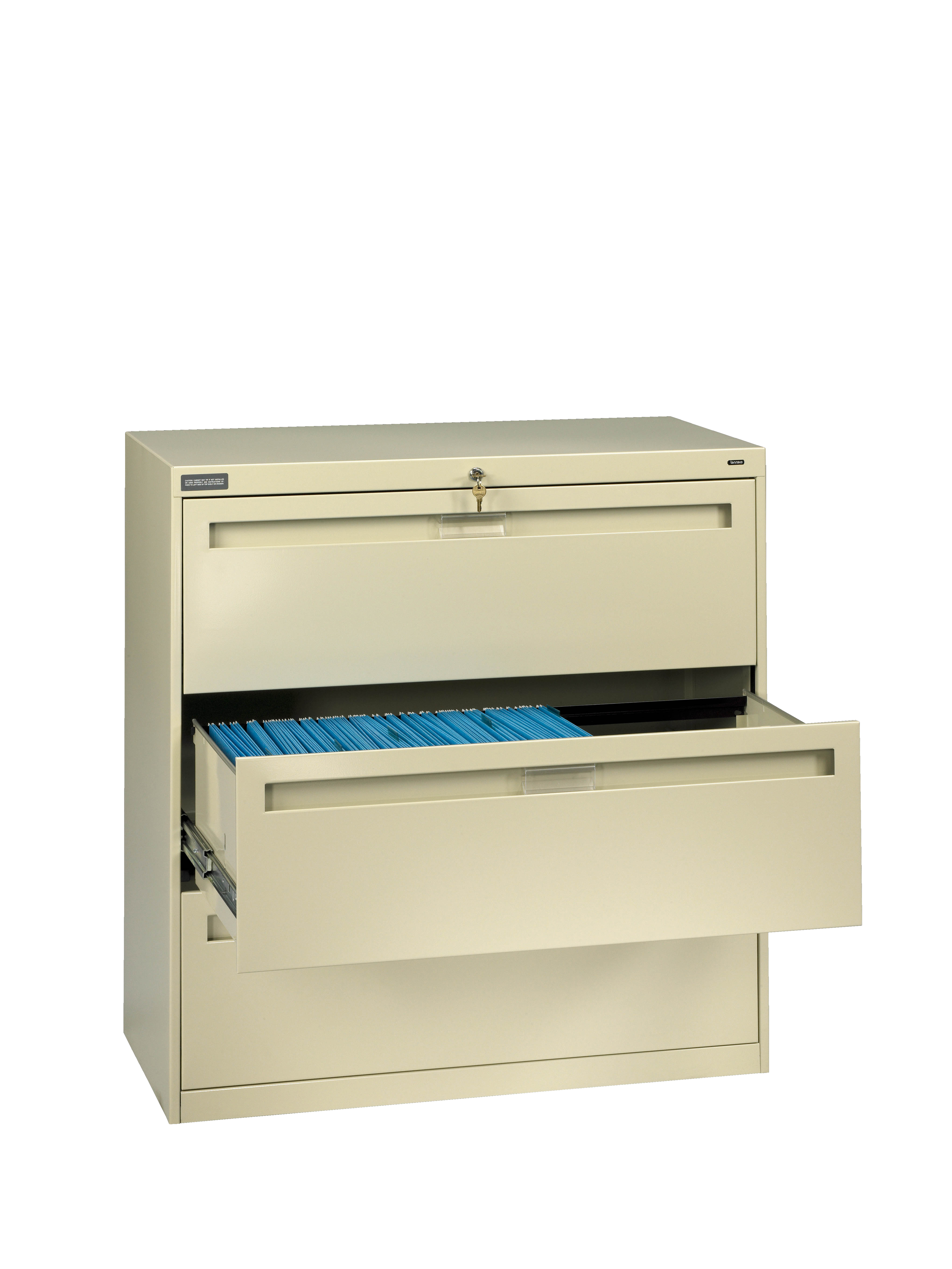 Tennsco - Storage Made Easy - 3 High Lateral Files With Fixed Drawer Fronts