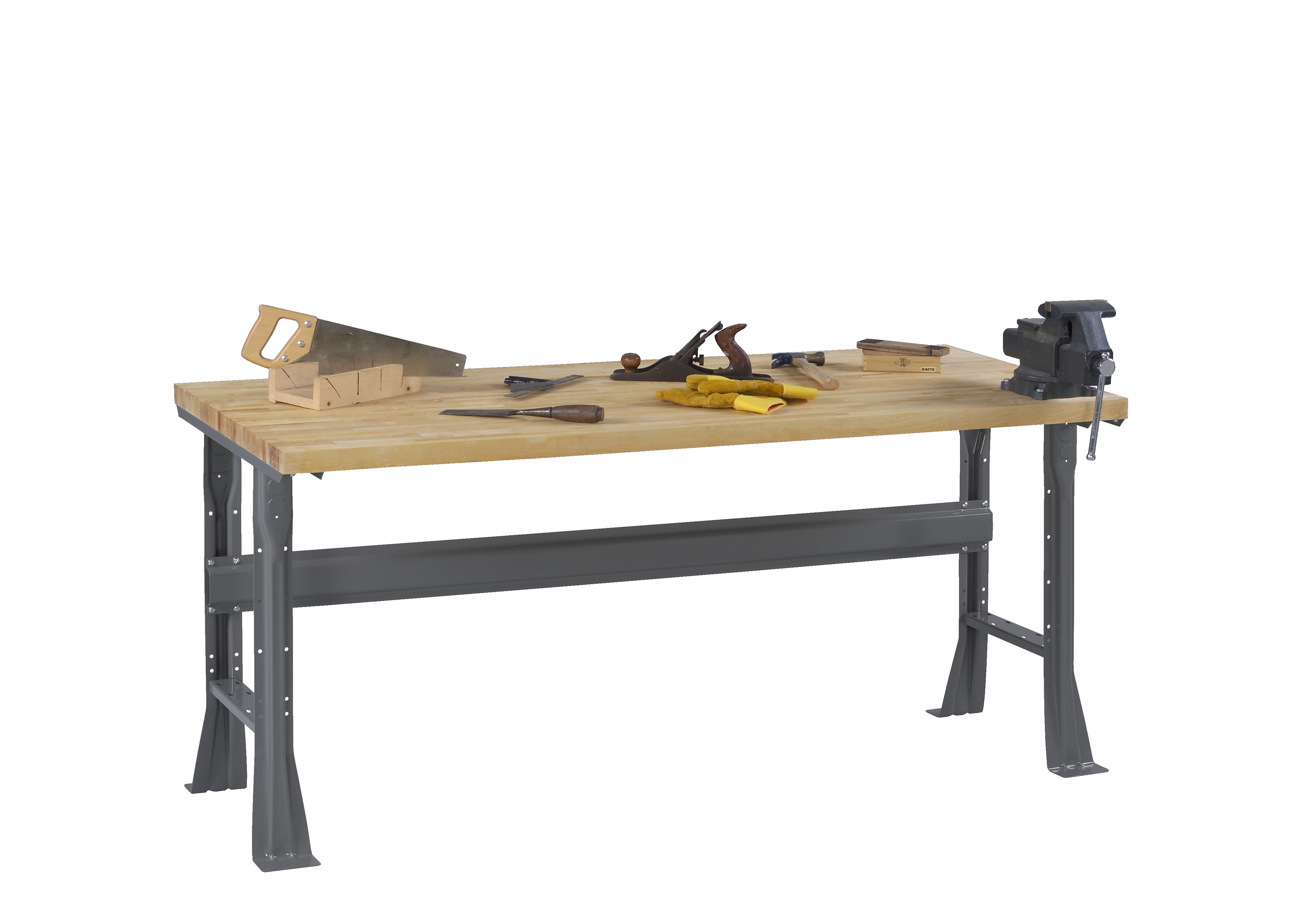 Tennsco - Storage Made Easy - Flared Leg Workbench with Butcher Block Top
